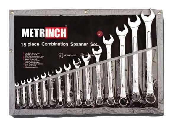 METRINCH 15 PCS COMBINATION SPANNER SET 8-32 MM / 5/16”-1 1/4” (MET ...