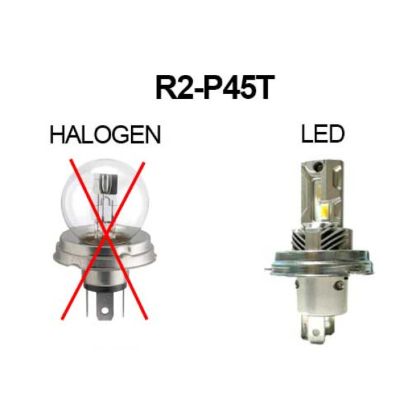 KOPLAMPEN R2-P45T LED 100W 12V - PER PAAR - WARM WIT - Matthys