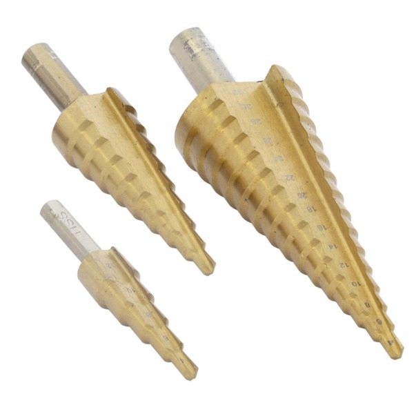 Stappenboor set 3-delig (4-12, 4-20, 4-32) HSS tin coated - Matthys