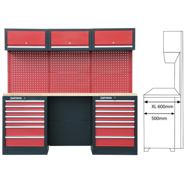 GARAGE STORAGE WORKSTATION WITH EXTRA DEEP RUBBERWOOD WORKTOP COMBI-06 ...