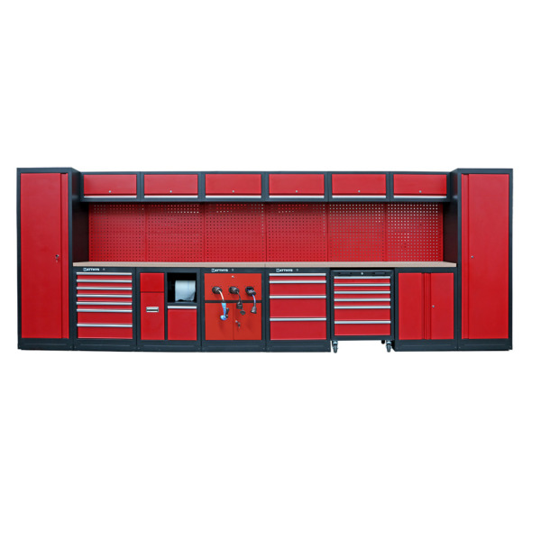 GARAGE STORAGE WORKSTATION WITH WORKTOP WITH STAINLESS STEEL FINISH ...