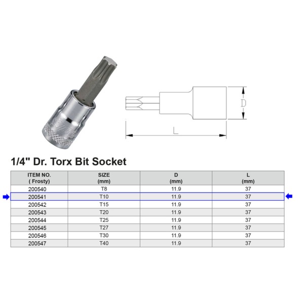 1/4” TORX BIT SOCKET T10 - Matthys