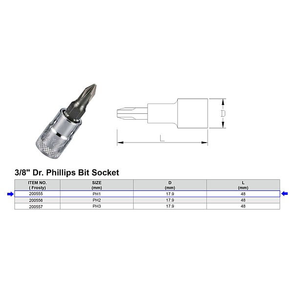 3/8” PHILIPS BIT SOCKETS PH1 - Matthys