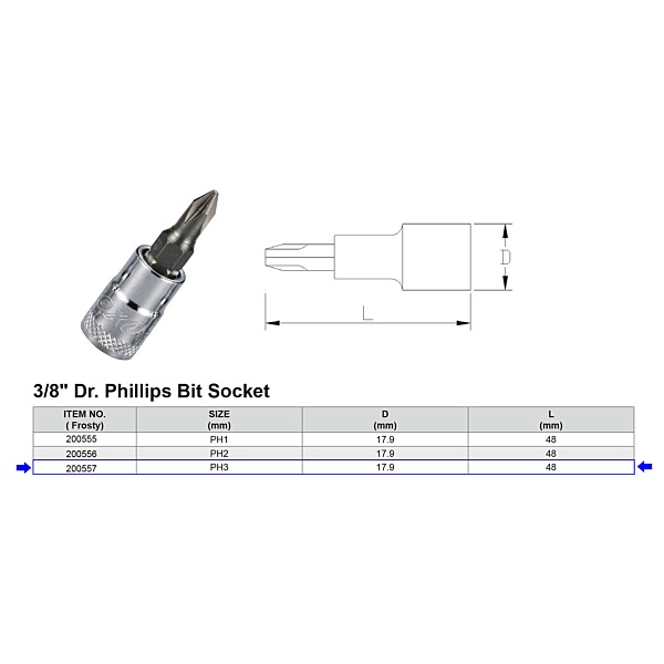 3/8” PHILIPS BIT SOCKETS PH3 - Matthys